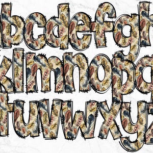 Alphabet Letters PNG Bundle, Alphabet Clipart, Patterned Hand Drawn ...