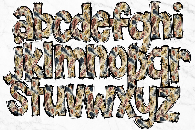 Alphabet Letters PNG Bundle Alphabet Clipart Patterned Hand - Etsy