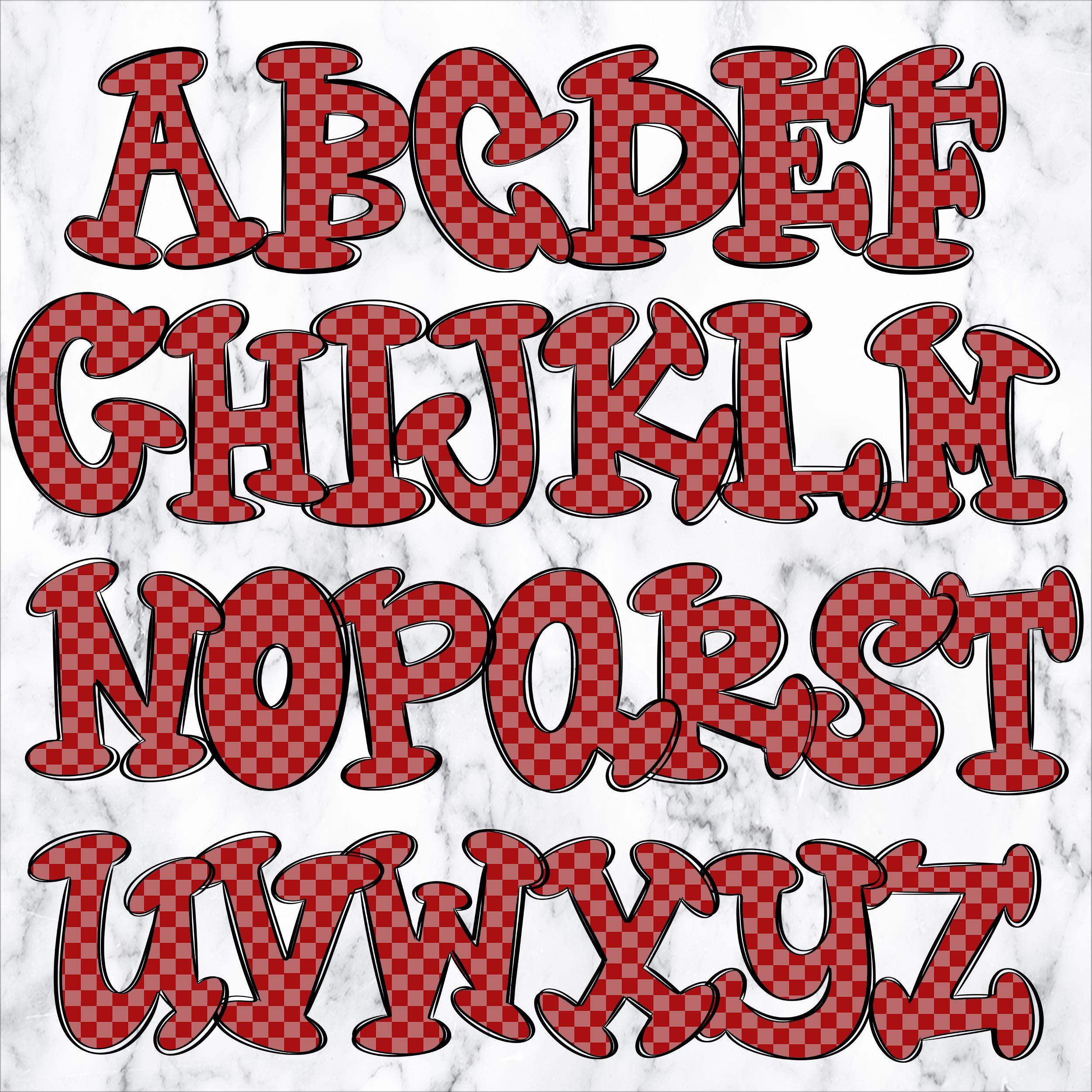 Fall Checkered Letters Alphabet PNG Check Alphabet Clipart Printable ...