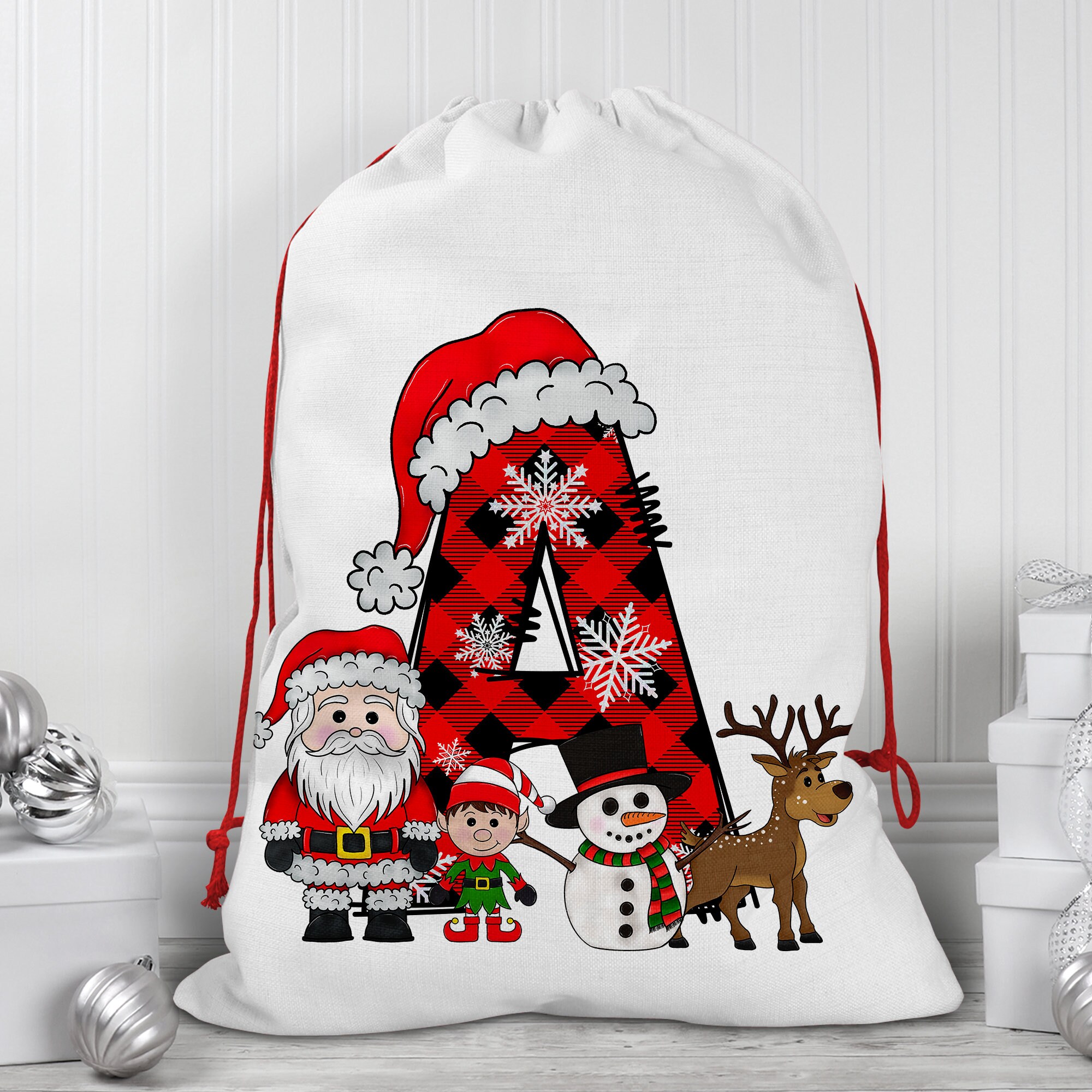 Custom Christmas Letter Santa Sack Doodle Letters, Santa Stocking ...