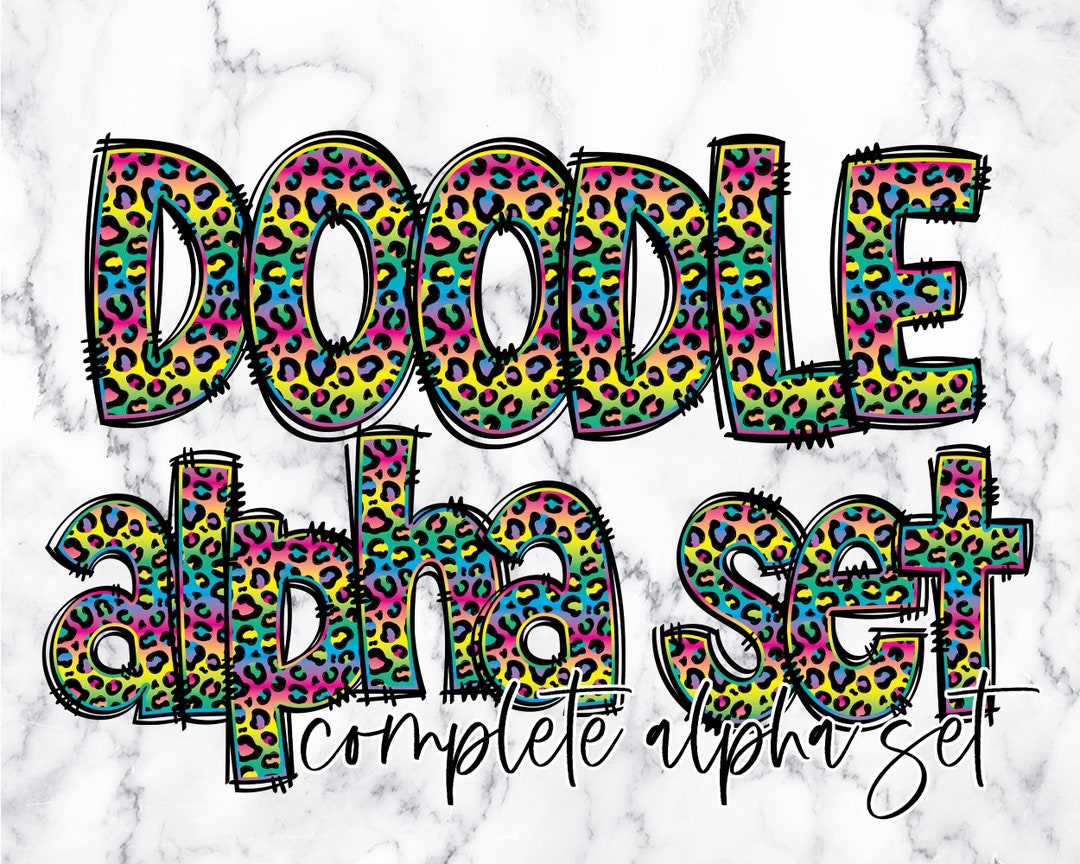 Bright Leopard Doodle Alphabet Letters PNG Bundle, Alphabet Clipart ...