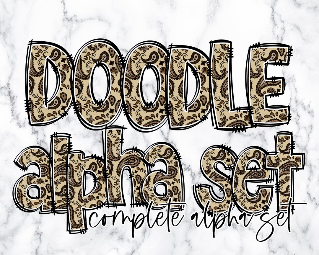 Western Doodle Alphabet Letters PNG Bundle, Alphabet Clipart, Western ...