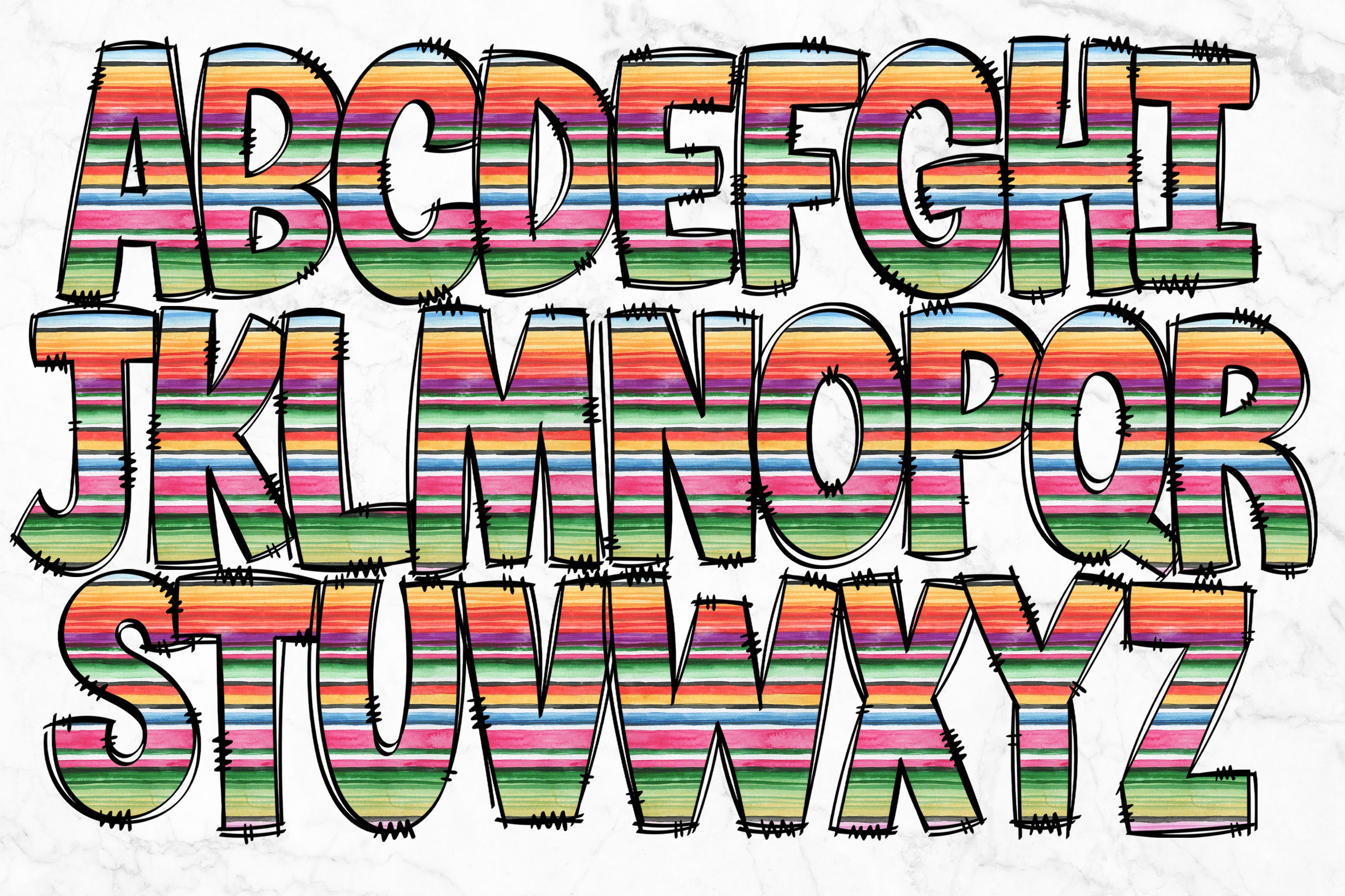 Serape Doodle Letters Alpha Bundle Matching 20oz Tumbler Wrap - Etsy