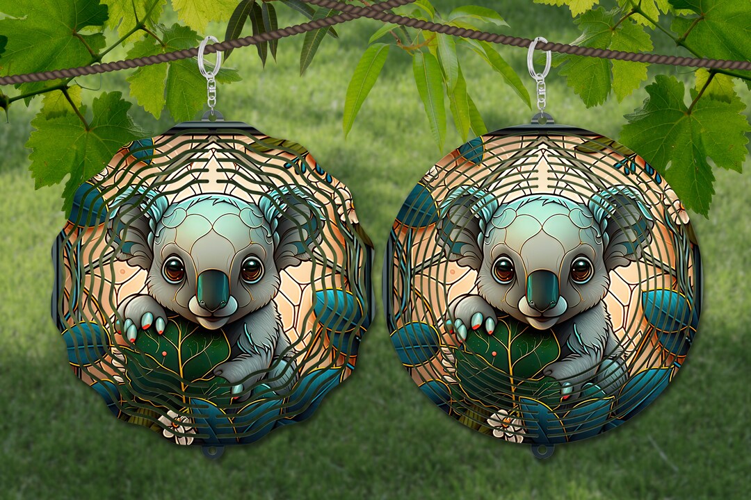 Koala Wind Spinner Stained Glass Sublimation Design Template, Wind ...