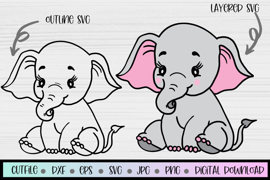 Elephant Svg Layered Elephant Svg Pink Elephant Clipart - Etsy
