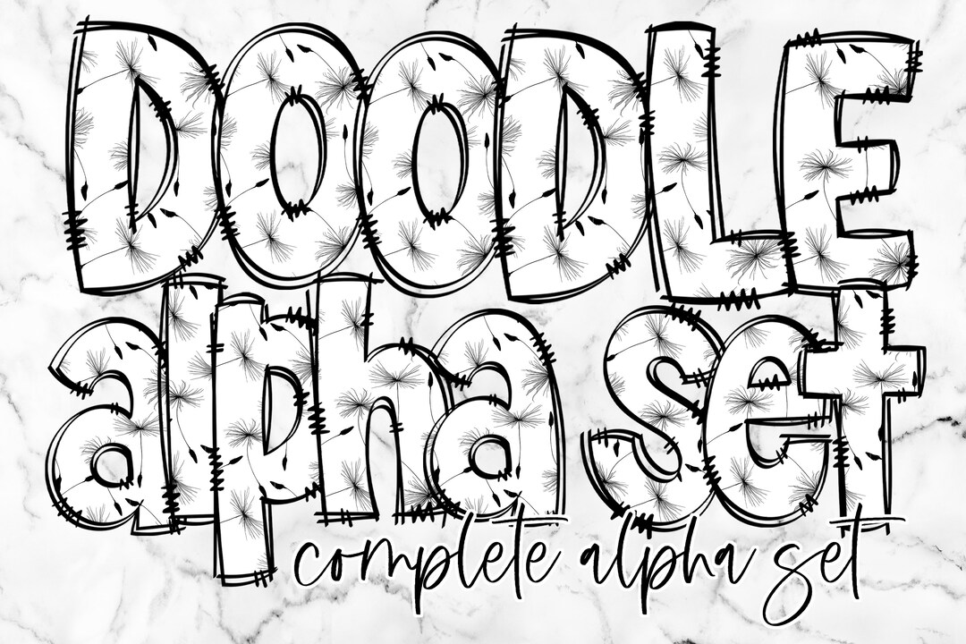 Alphabet Letters PNG Bundle, Alphabet Clipart, Patterned Hand Drawn ...