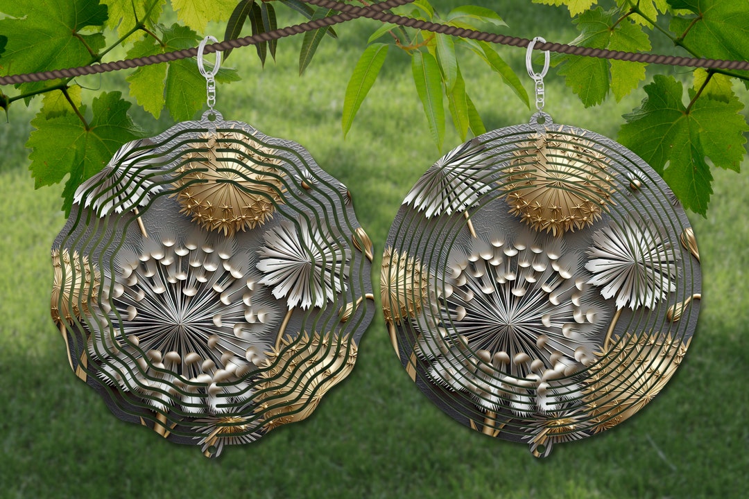 Dandelion 3D Metal Wind Spinner Sublimation Design Template, 3D Wind ...