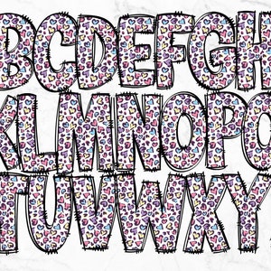 Leopard Print Alphabet Letters PNG Bundle, Alphabet Clipart, Rainbow ...