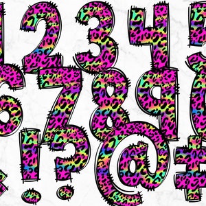 Leopard Print Alphabet Letters PNG Bundle, Alphabet Clipart, Rainbow ...