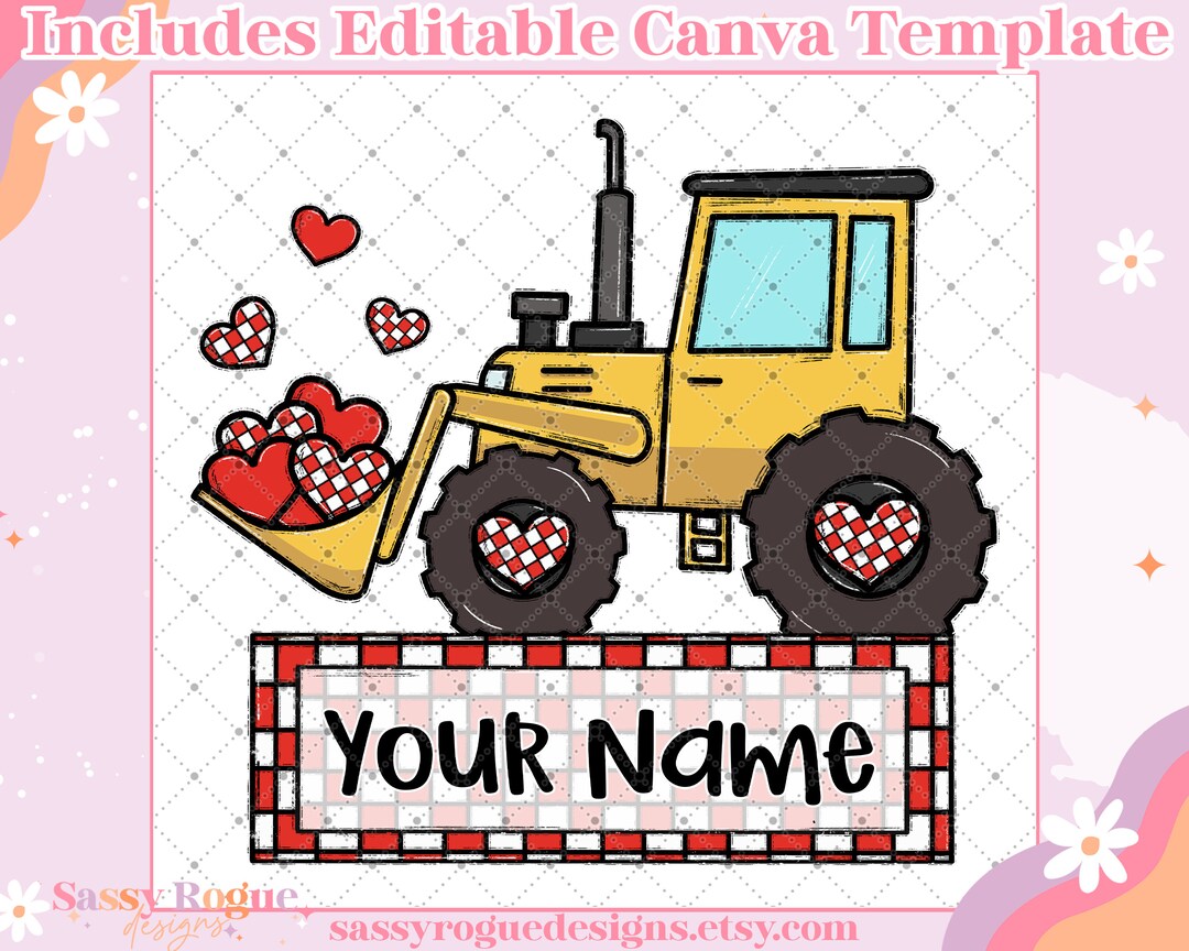 Digger Cute Name Holder Editable Canva Template, Cute Name PNG, Kids ...