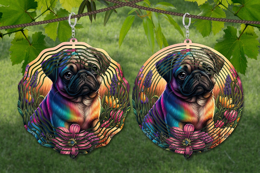 Pug Wind Spinner Sublimation, Dog Wind Spinner SVG, 10 Inch Round Door ...