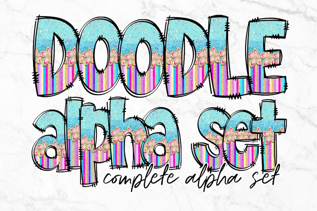 Flower Doodle Letters Alpha Bundle Matching 20oz Tumbler Wrap, 20oz ...
