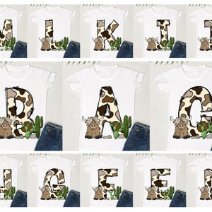 Editable Highland Cow Western Decorative Doodle Letters, Make Your Own ...