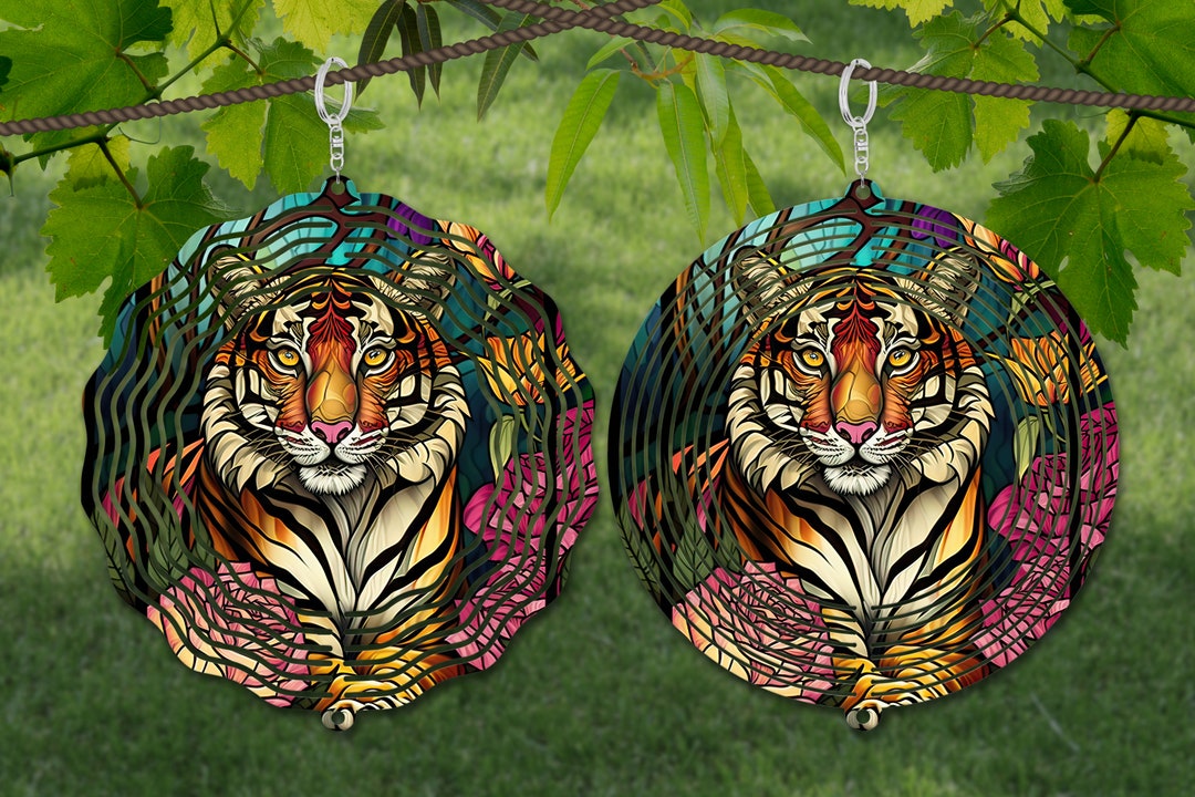 Tiger Wind Spinner Stained Glass Sublimation Design Template, Wind ...