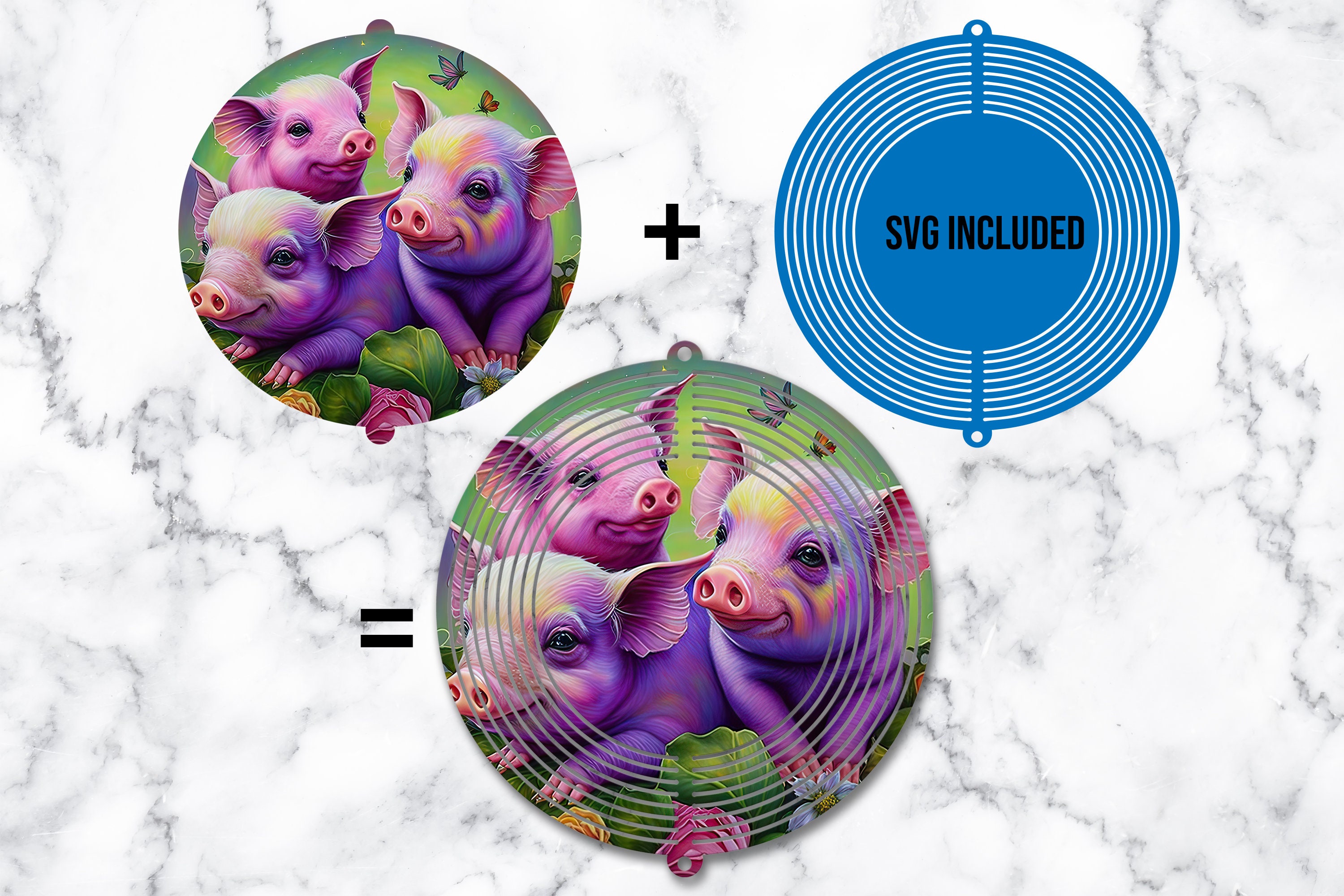 Pig Wind Spinner Watercolor Sublimation Design Template, Wind Spinner ...