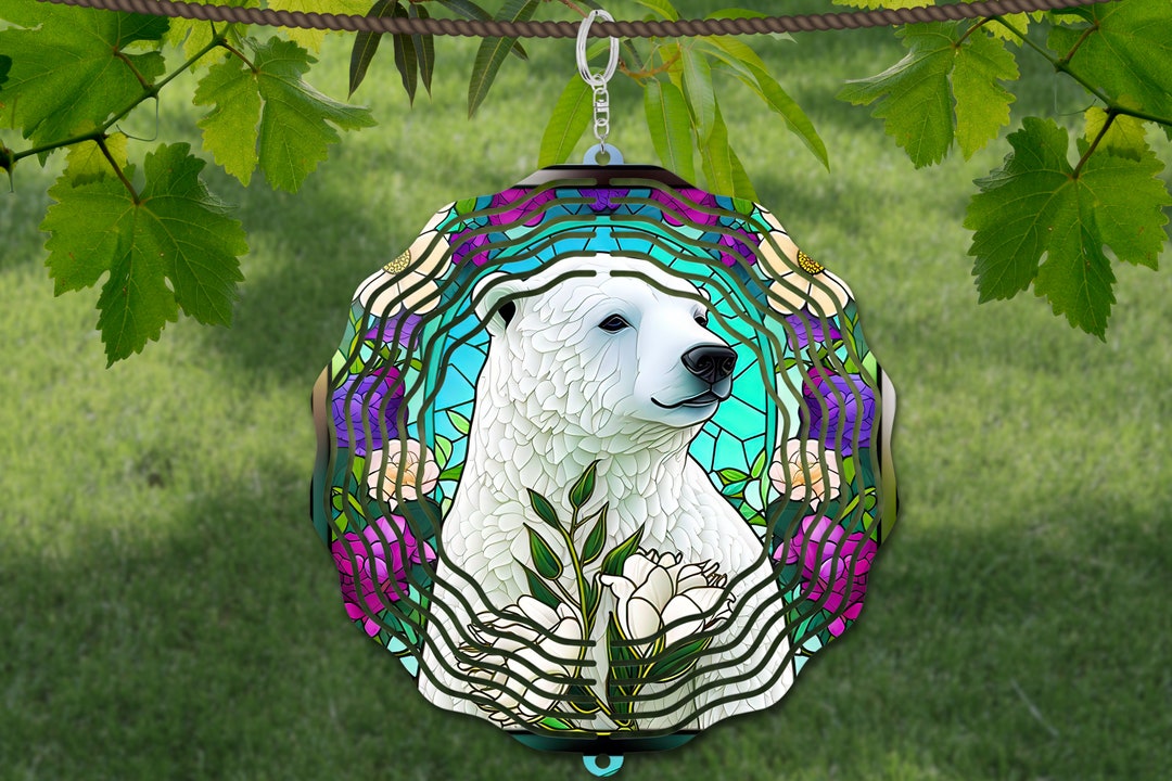 Polar Bear Wind Spinner Stained Glass Sublimation Design Template, Wind ...