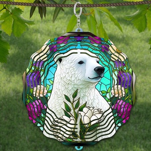 Polar Bear Wind Spinner Stained Glass Sublimation Design Template, Wind ...