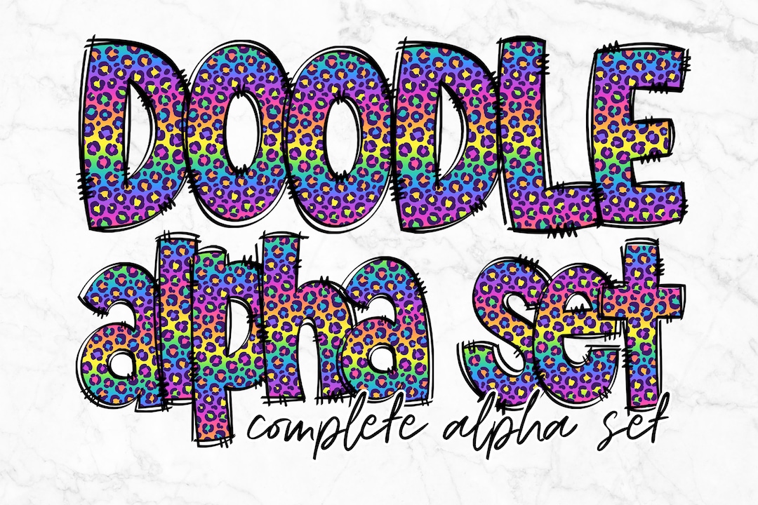Leopard Doodle Letters Alpha Bundle With Matching 20oz Tumbler Wrap ...