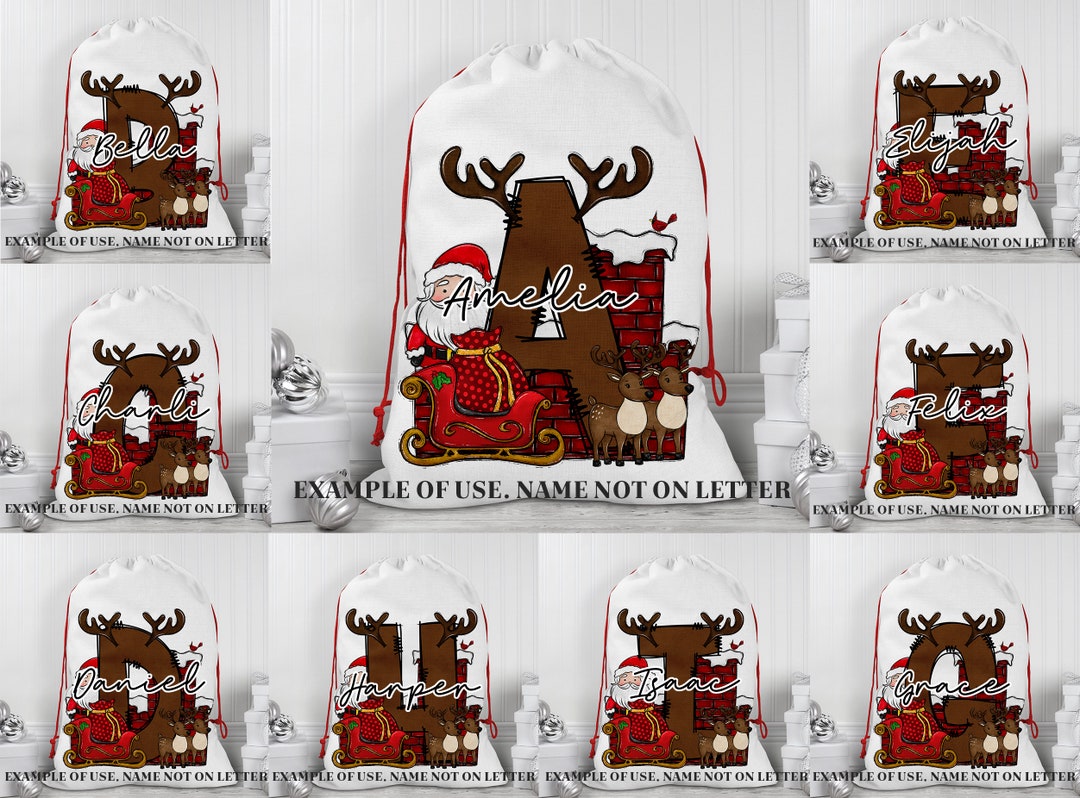 Custom Christmas Letter Santa Sack Doodle Letters, Santa Stocking ...