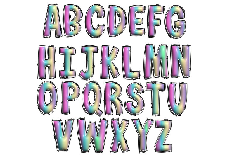 3D Inflated Doodle Letters, Bubble Puff Alphabet Letters PNG Bundle ...