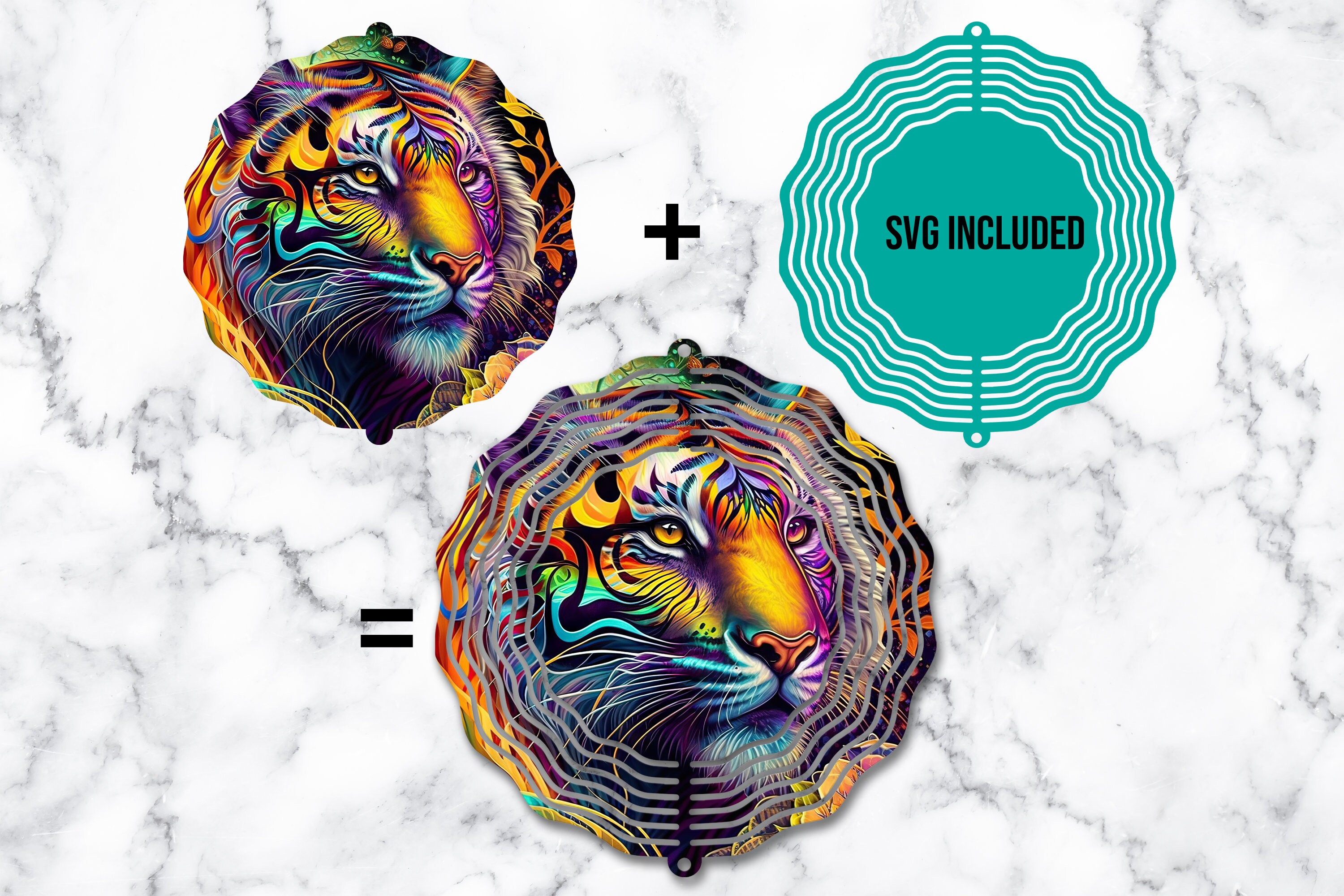 Tiger Wind Spinner Watercolor Sublimation Design Template, Wind Spinner ...