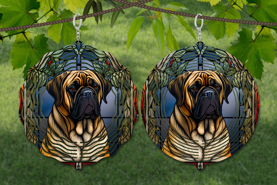 Bull Mastiff Stained Glass Wind Spinner Sublimation, Dog Wind Spinner ...