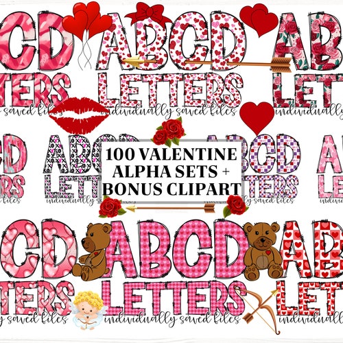 Valentine's Day Alphabet PNG Valentines Letters - Etsy