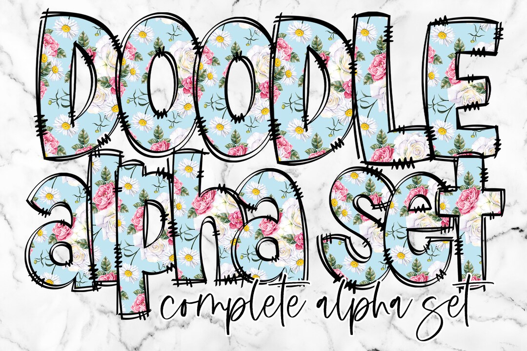Floral Alphabet Letters PNG Bundle, Alphabet Clipart, Floral Hand Drawn ...