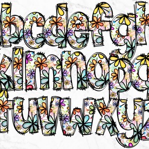 Floral Alphabet Letters PNG Bundle, Alphabet Clipart, Floral Hand Drawn ...