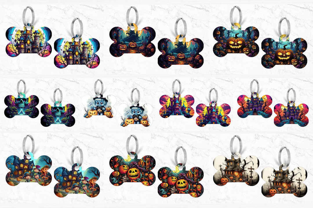 Halloween Bone Dog Tags Sublimation Design, Horror Bone Pet Tag, Scary ...