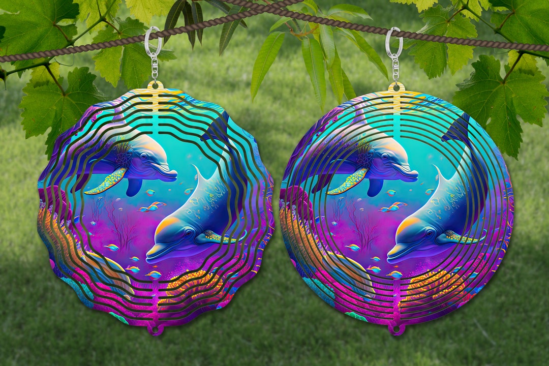 Dolphin Wind Spinner Watercolor Sublimation Design Template, Wind ...