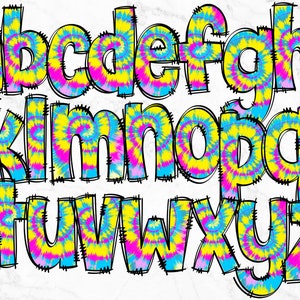 Tie Dye Alphabet Letters PNG Bundle, Alphabet Clipart, Tie Dye Hand ...