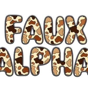 Cow Print Faux Embroidery Stitch Letter Doodle Letters, Classic Stitch ...