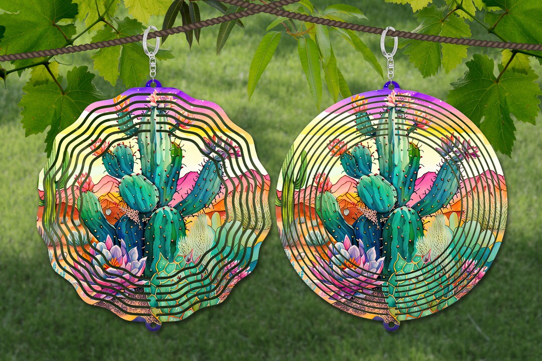 Cactus Wind Spinner Watercolor Sublimation Design Template, Wind ...
