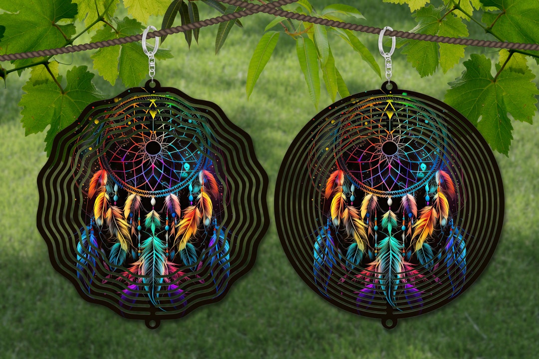 Dream Catcher Wind Spinner Sublimation Design Template, Neon Wind ...