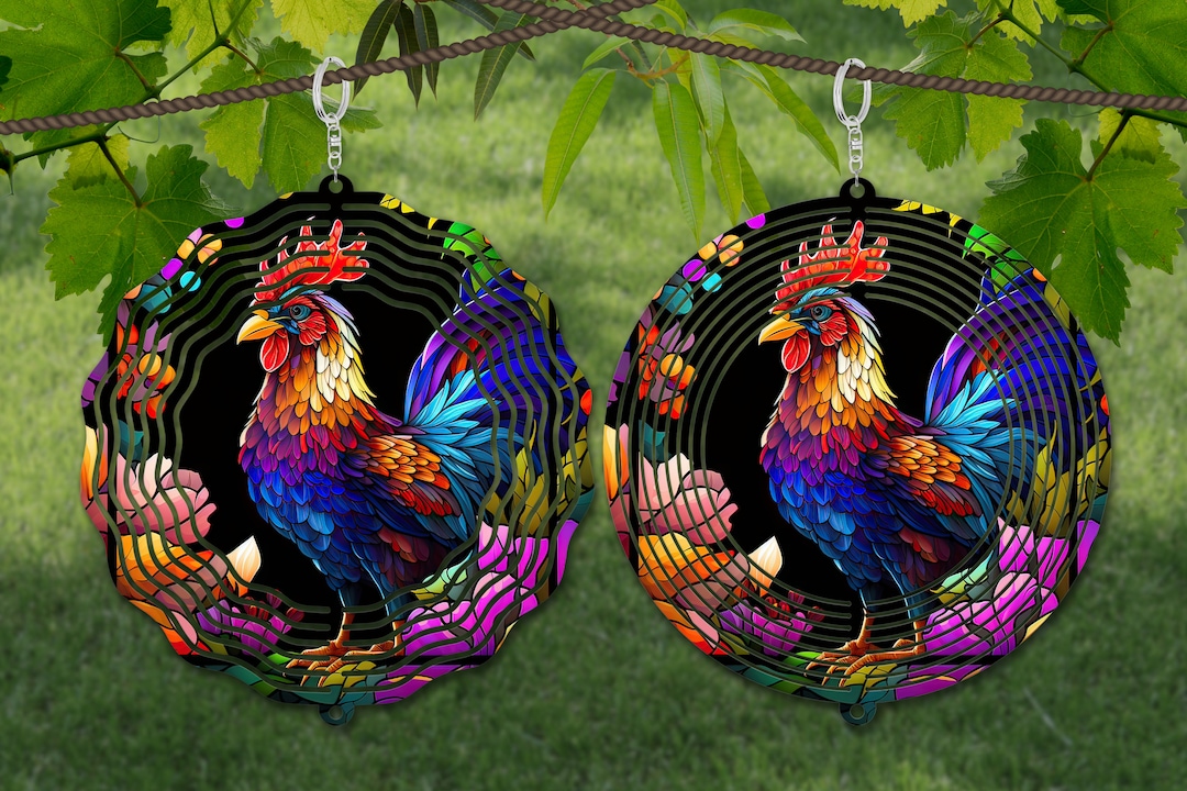 Rooster Wind Spinner Stained Glass Sublimation Design Template, Wind ...
