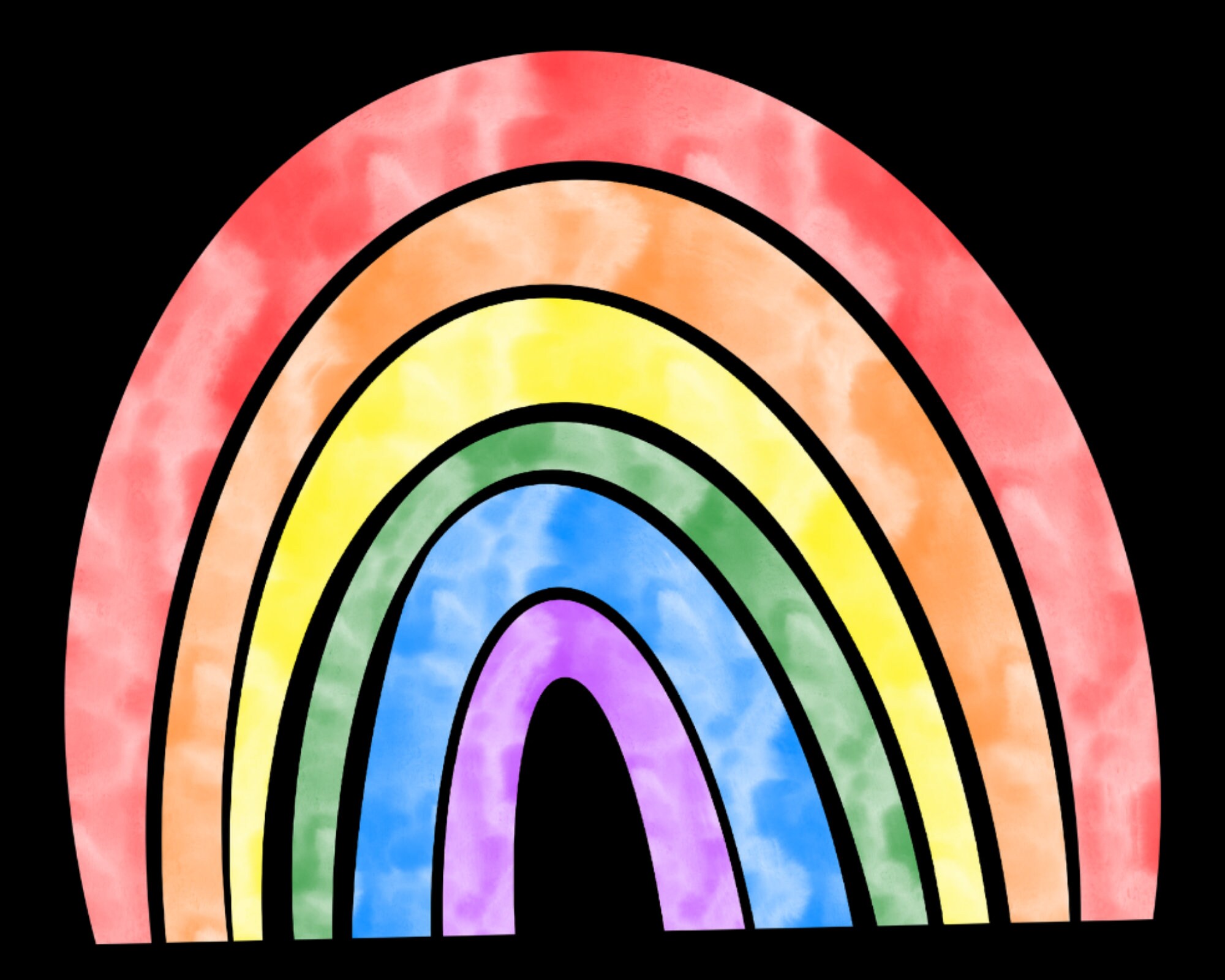 Rainbow Clip Art Watercolor Rainbow Hand Drawn Rainbow - Etsy