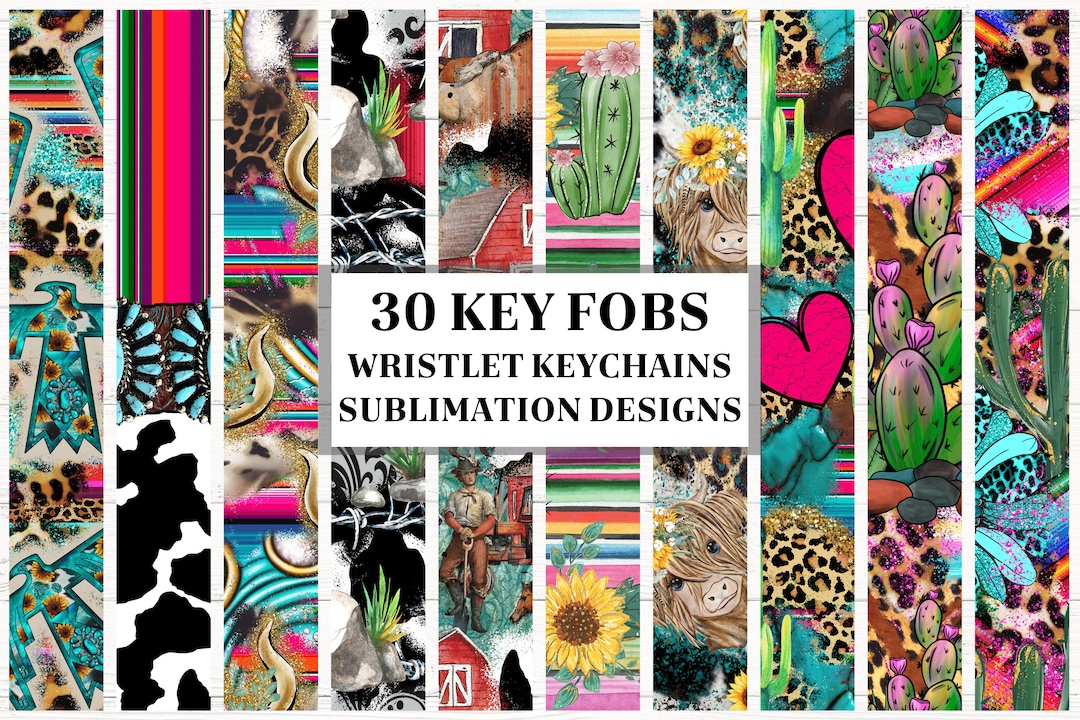 Western Key Fob Wristlet Sublimation Bundle, Keychain Sublimate, Key ...