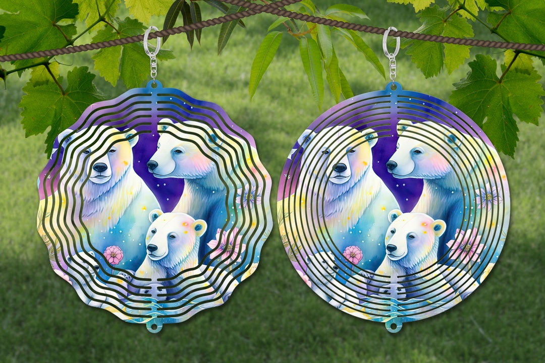 Polar Bear Wind Spinner Watercolor Sublimation Design Template, Wind ...