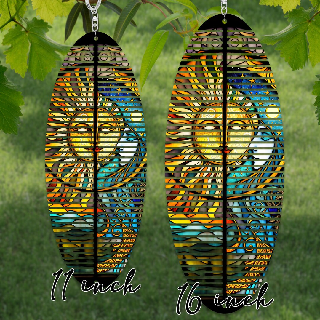 Sun & Moon Oval Wind Spinner Sublimation Design, 11 Inch Oval Wind ...