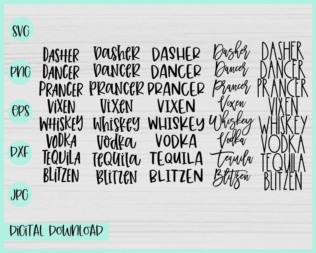 Reindeer Alcohol Svg Bundle, Reindeer Funny Names Svg, Drinking ...