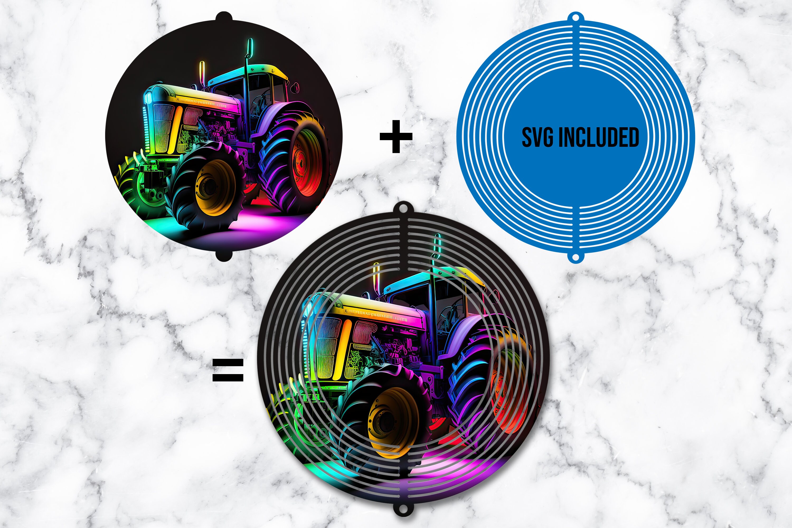 Tractor Wind Spinner Sublimation Design Template, Neon Wind Spinner SVG ...