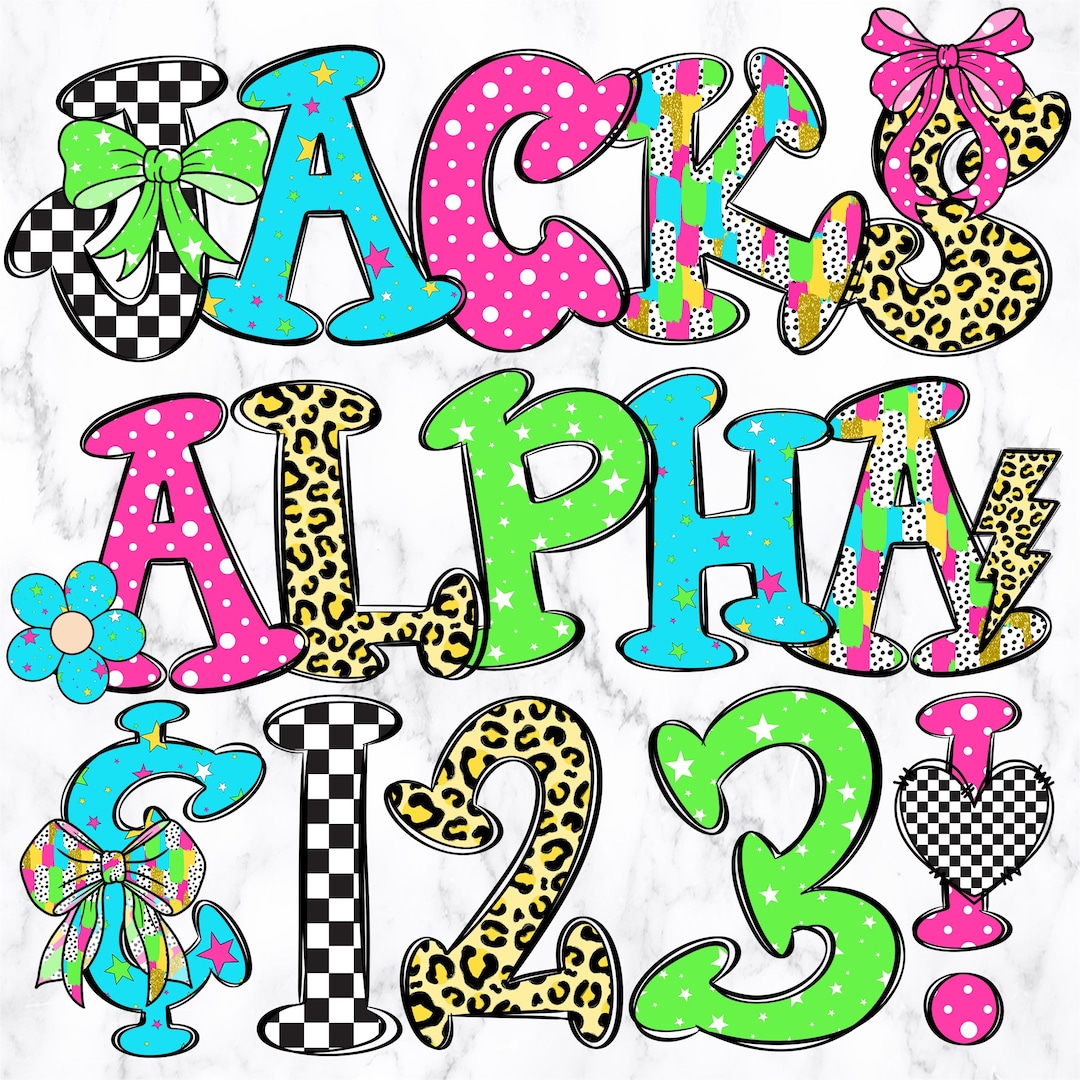 Bright Preppy Letters Alphabet PNG Alphabet Clipart Printable Alphabet ...