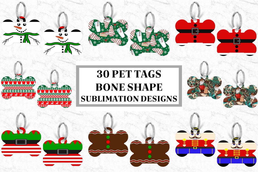 Bone Dog Tag Sublimation Design Bundle, Bone Dog Tag Bundle, Pet Tag ...