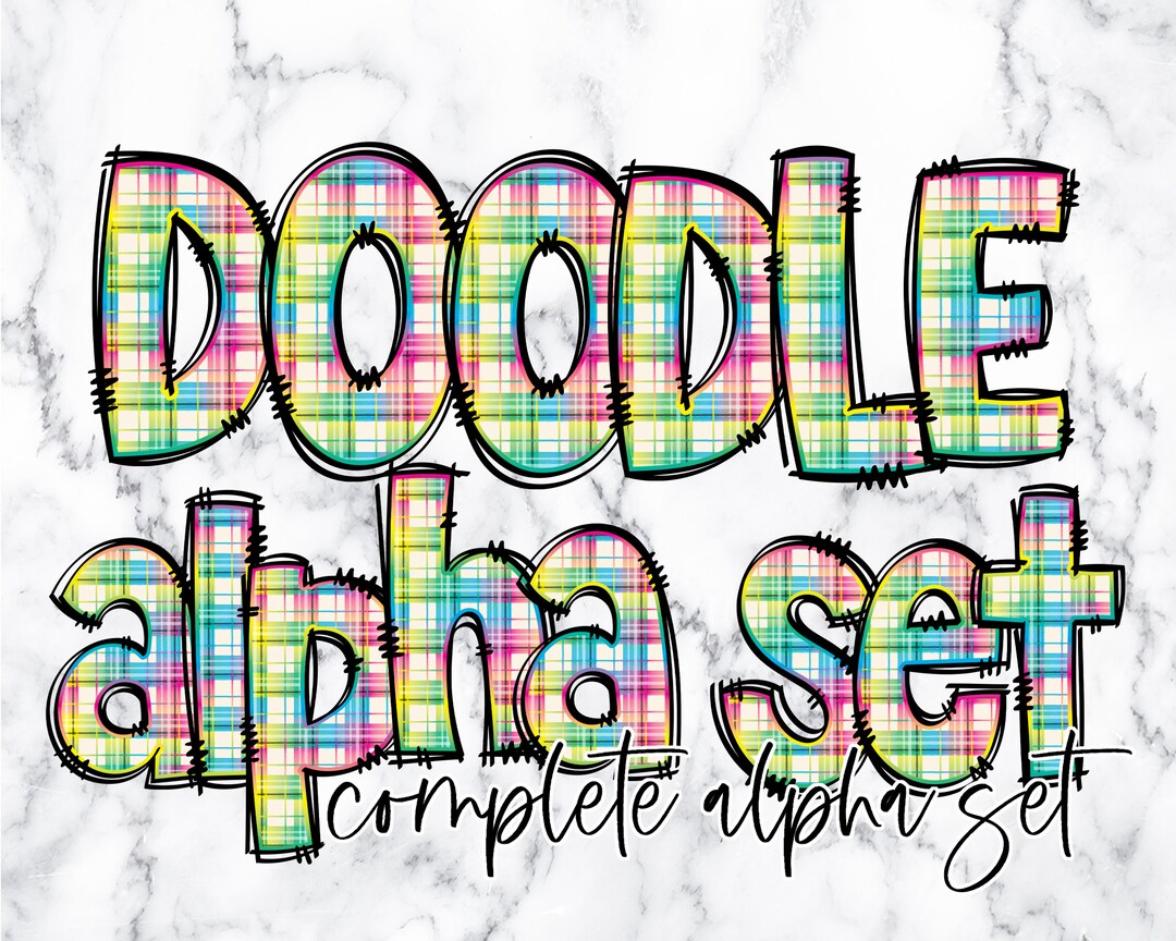 Easter Tartan Doodle Alphabet Letters PNG Bundle, Alphabet Clipart ...