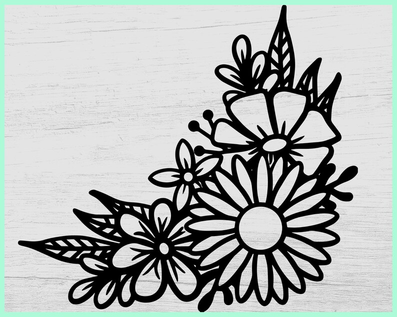 Flower Svg Daisy Svg Corner Flower Svg Floral Clipart Etsy | Images and ...