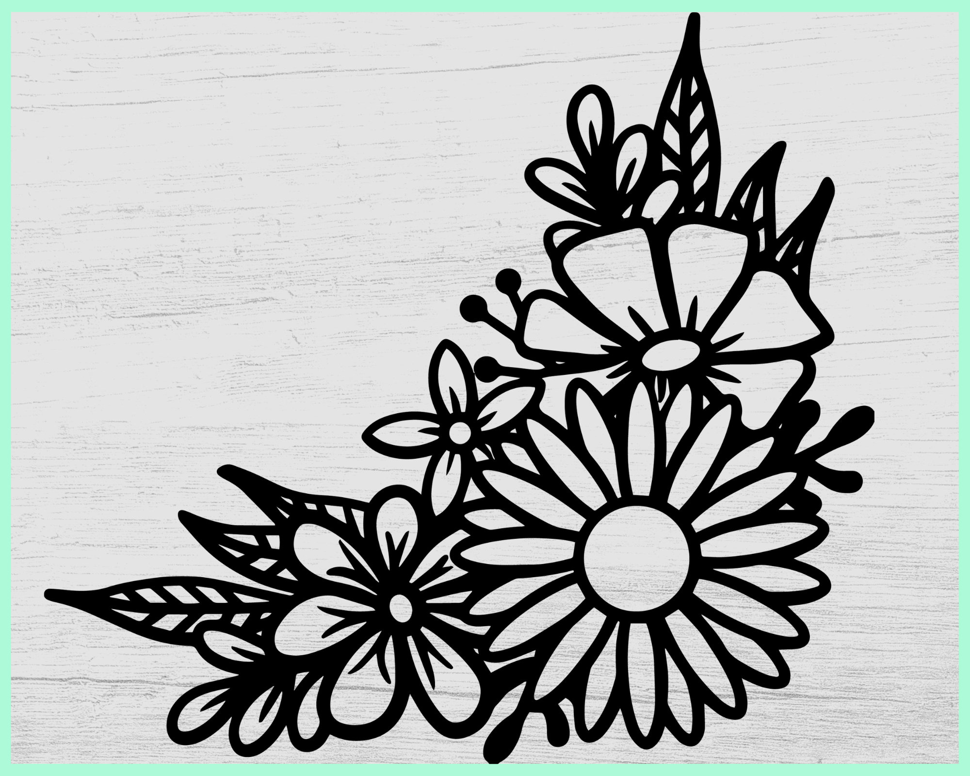 Flower Svg Daisy Svg Corner Flower Svg Floral Clipart - Etsy UK