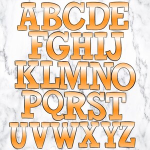Ombre Doodle Letters Alphabet PNG Bundle, Gradient Alphabet Clipart ...