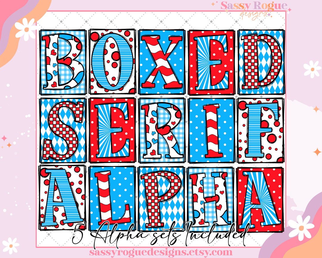 Doodle Alphabet Letters PNG Bundle, Alphabet Clipart, Boxed Serif Hand ...