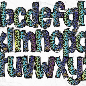 Leopard Print Alphabet Letters PNG Bundle, Alphabet Clipart, Rainbow ...